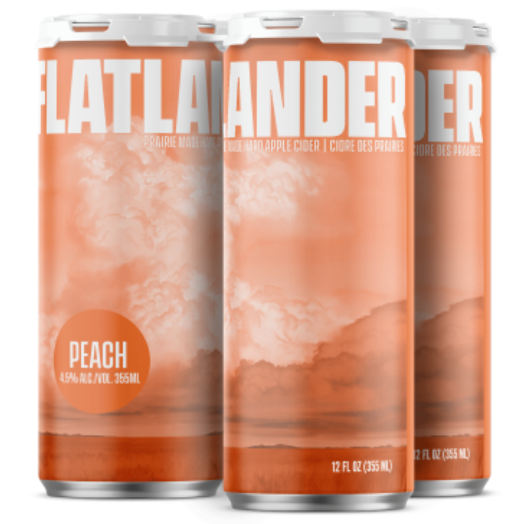 Flatlander Peach Cider 4 Cans – Co-op Wine Spirits Beer Saskatoon