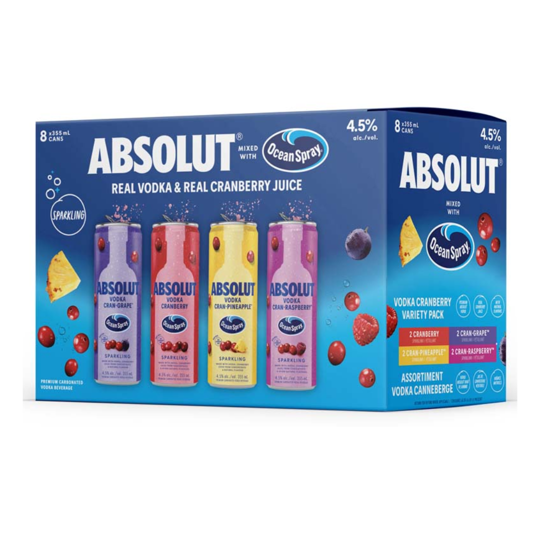 Absolut Ocean Spray Variety Pack 8 cans – Co-op Wine Spirits Beer Saskatoon